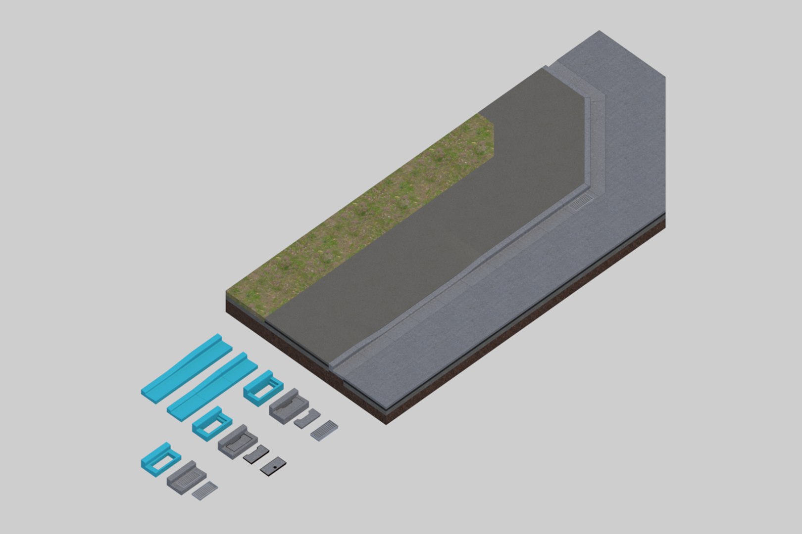 L-shaped Side Ditch 250A 3D Model - TurboSquid 2098518
