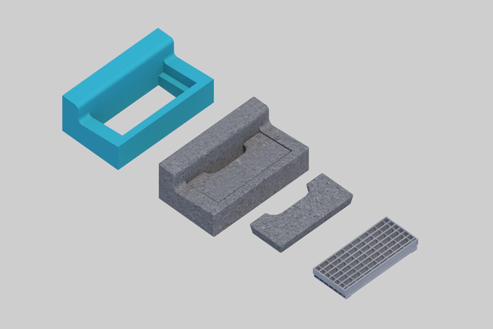 L-shaped Side Ditch 250A 3D Model - TurboSquid 2098518