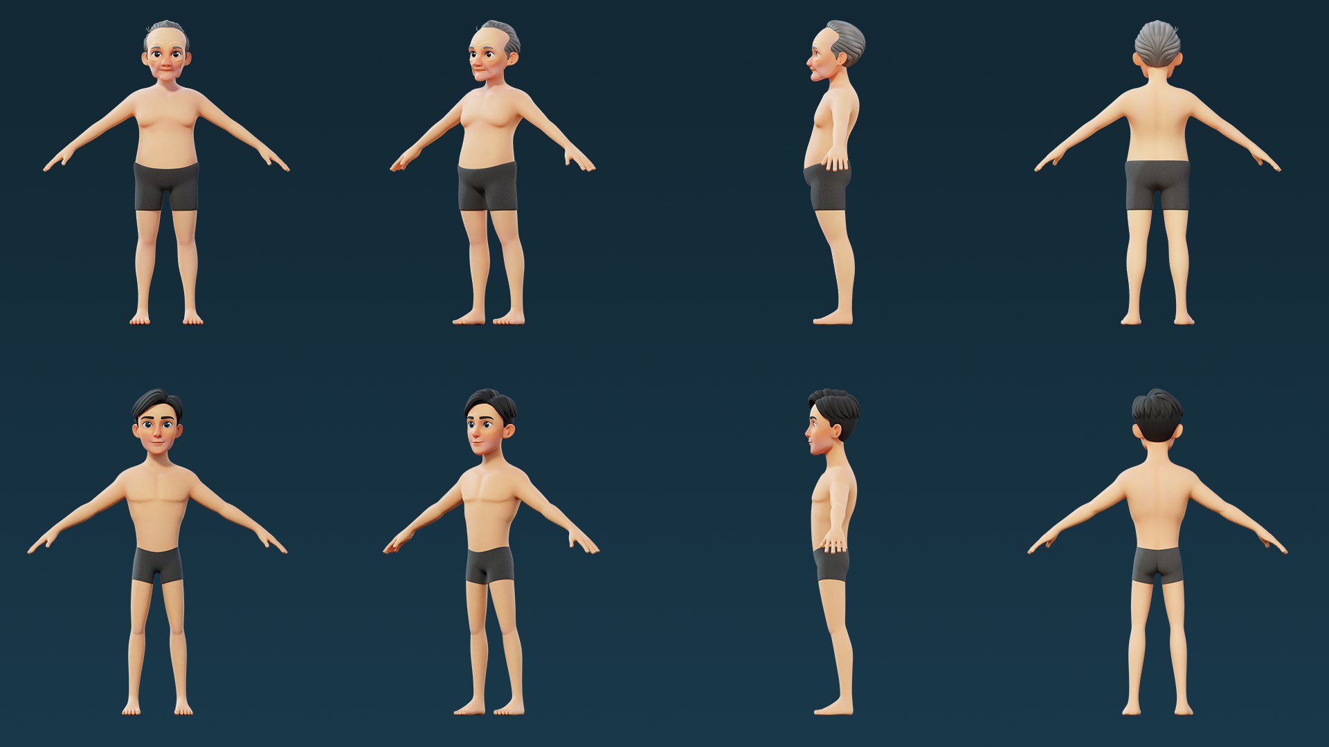 Cartoon Base Mesh Family Bundle Pack - TurboSquid 2292143