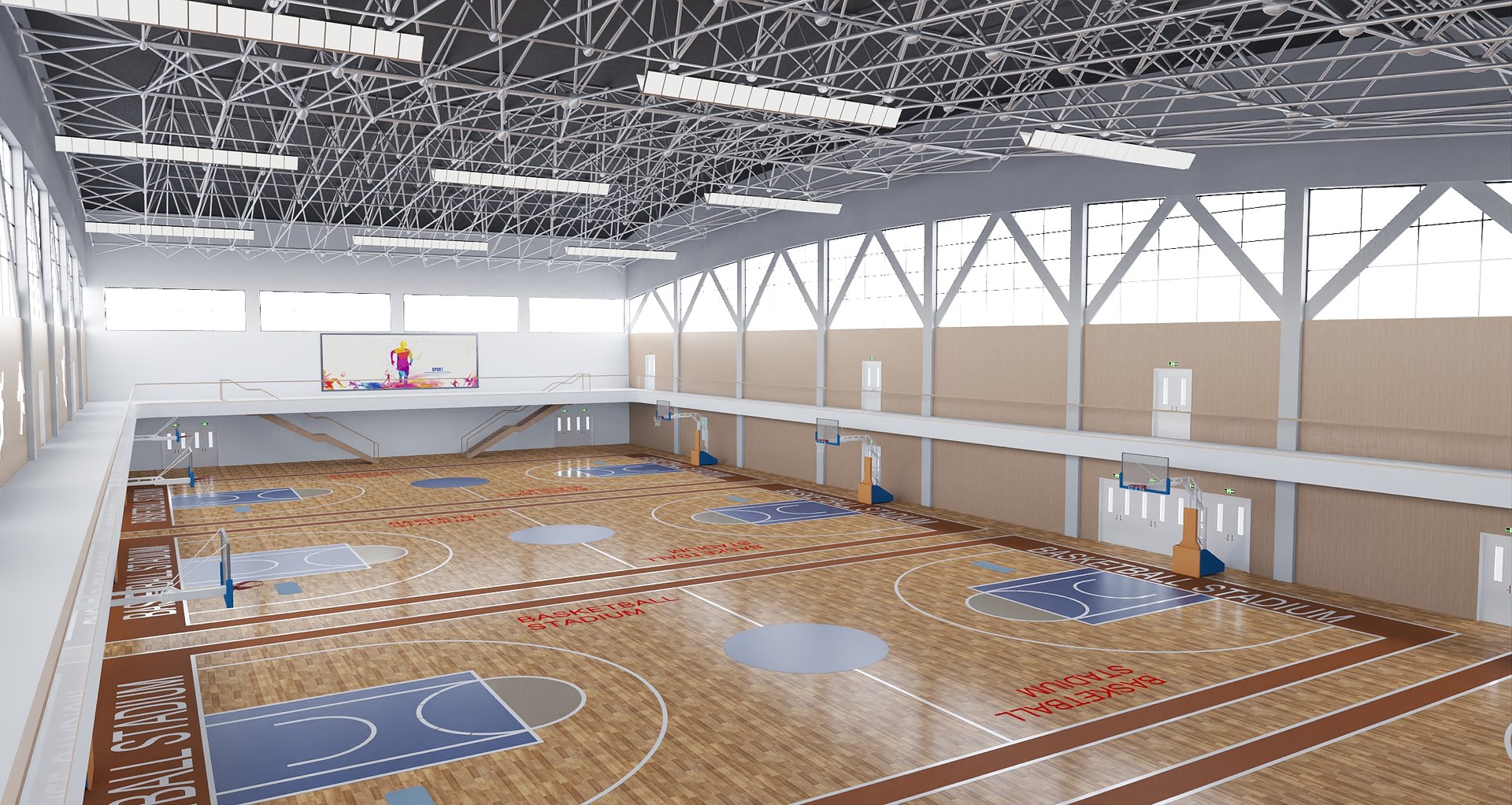Large Indoor Basketball Gym And Sports Stadium 3D - TurboSquid 2492847