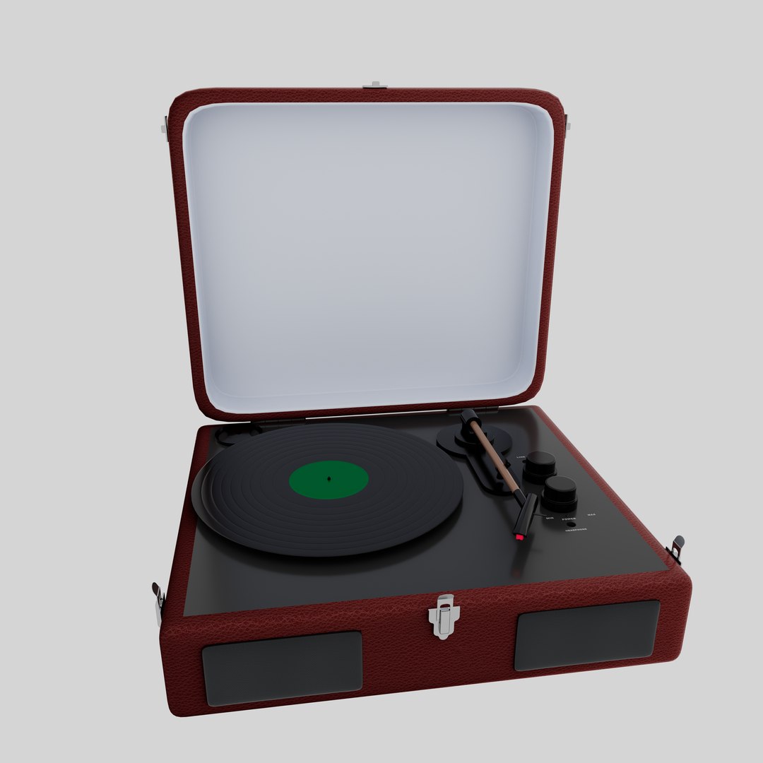3D Retro Turntable Player With Vinyl Record Model - TurboSquid 2211144