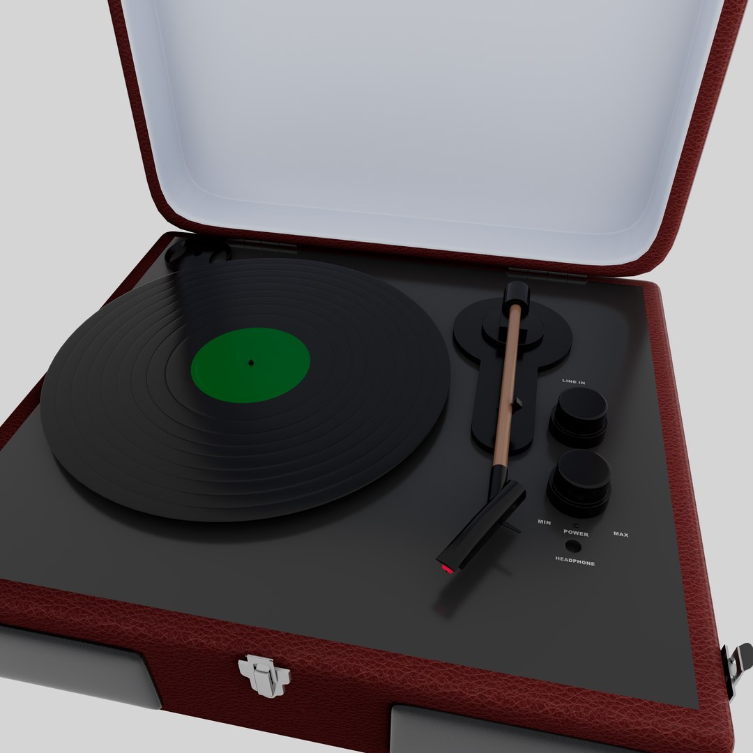 3D Retro Turntable Player With Vinyl Record Model - TurboSquid 2211144
