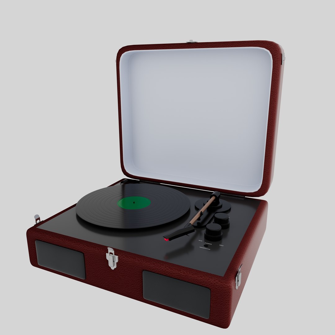 3D Retro Turntable Player With Vinyl Record Model - TurboSquid 2211144
