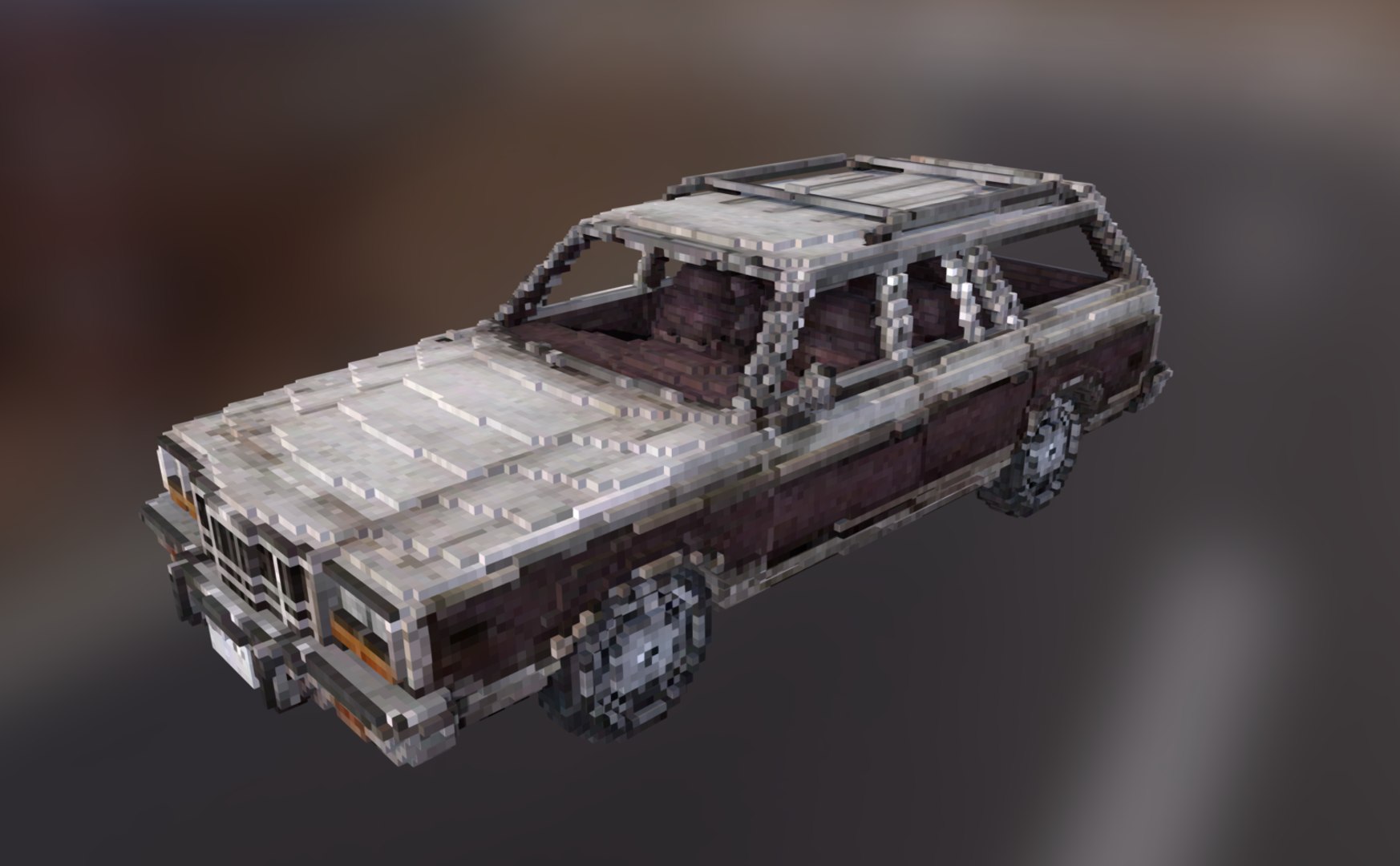 Voxel American Car 3d Model