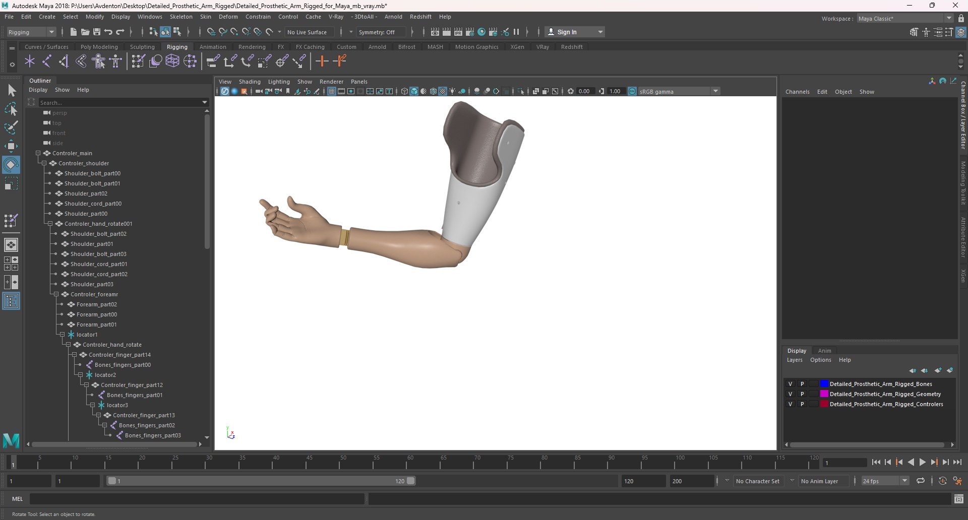 Detailed Prosthetic Arm Rigged For Maya 3D Model - TurboSquid 2369063
