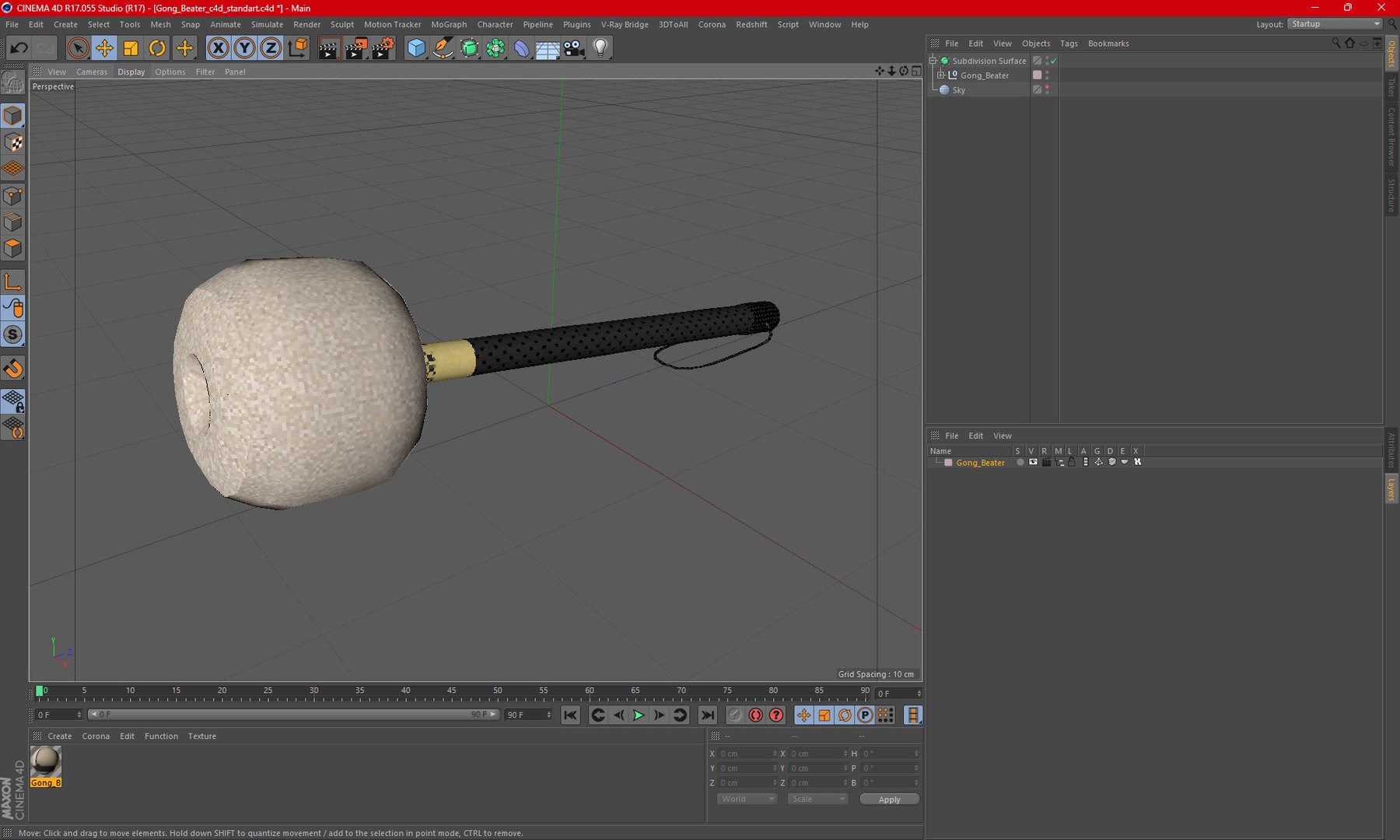 Gong Beater model - TurboSquid 2180880