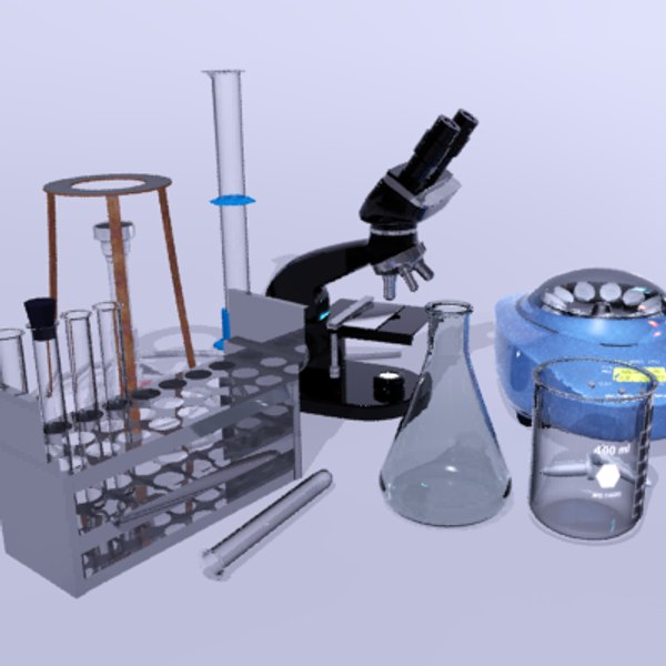 science lab equipment microscope 3d model