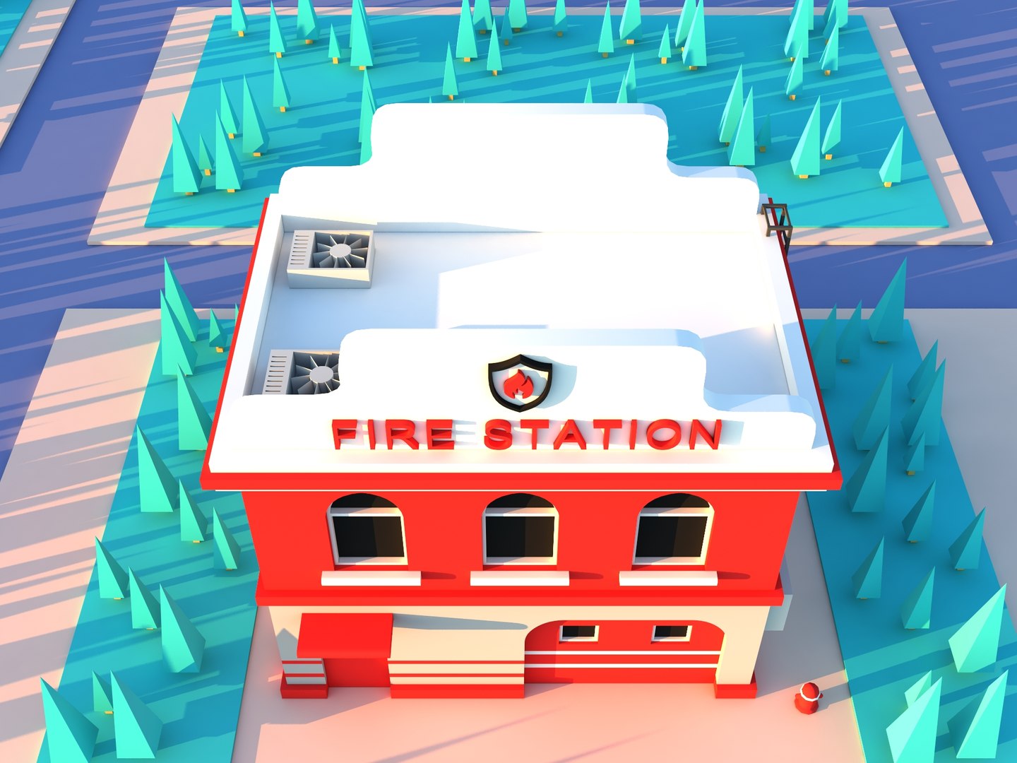 3D Cute Cartoon Fire Station - Department Model - TurboSquid 1955170