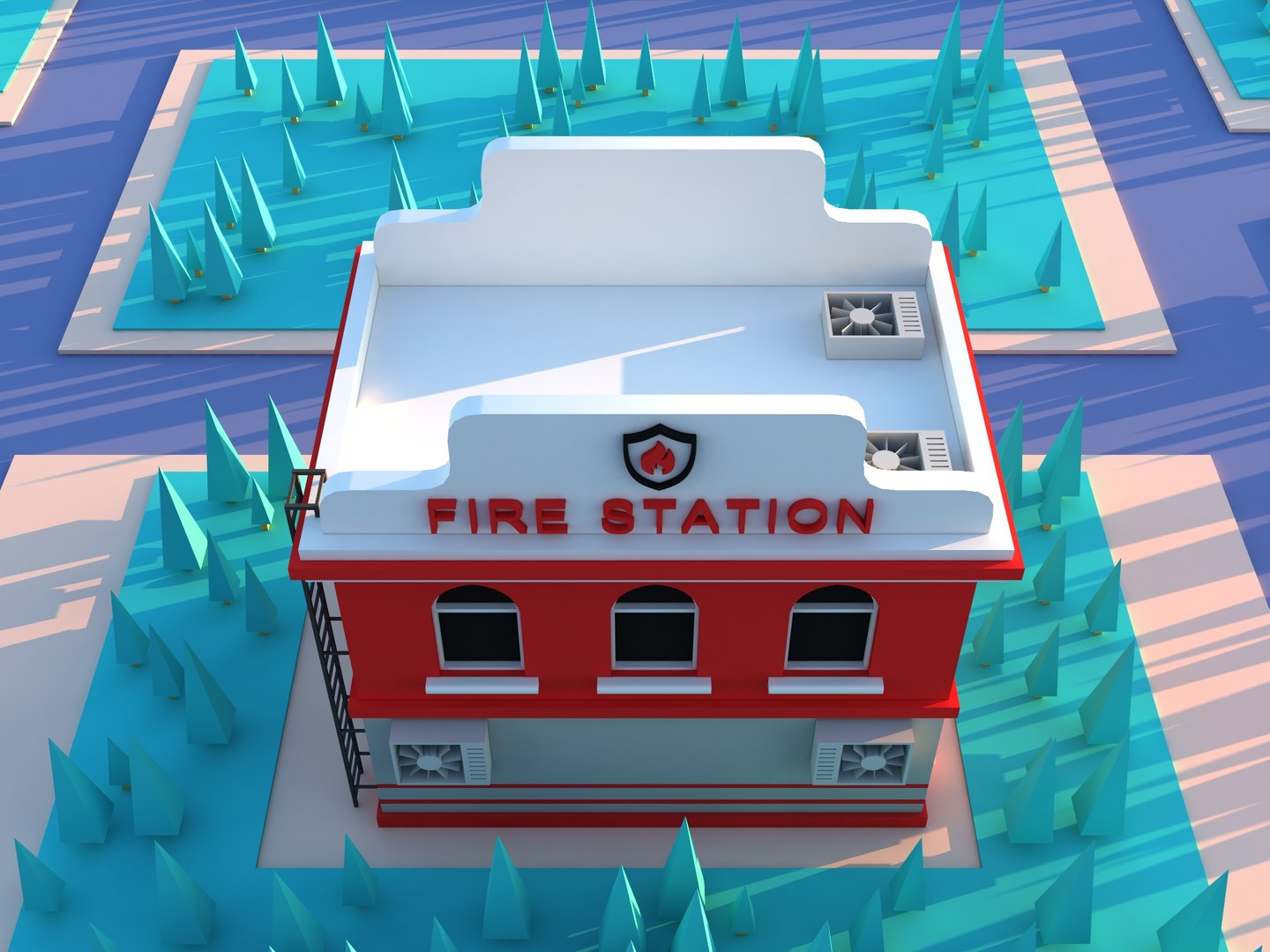 3D Cute Cartoon Fire Station - Department Model - TurboSquid 1955170