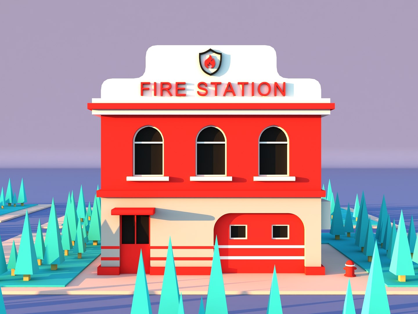3D Cute Cartoon Fire Station - Department Model - TurboSquid 1955170