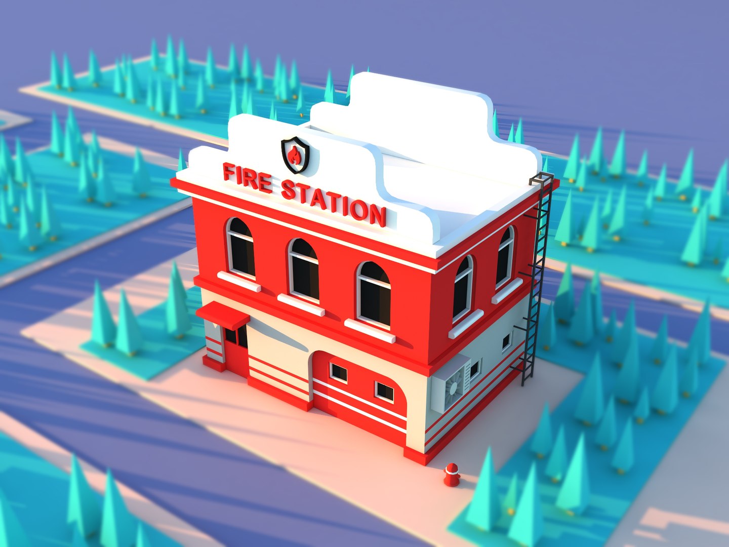 3D Cute Cartoon Fire Station - Department Model - TurboSquid 1955170