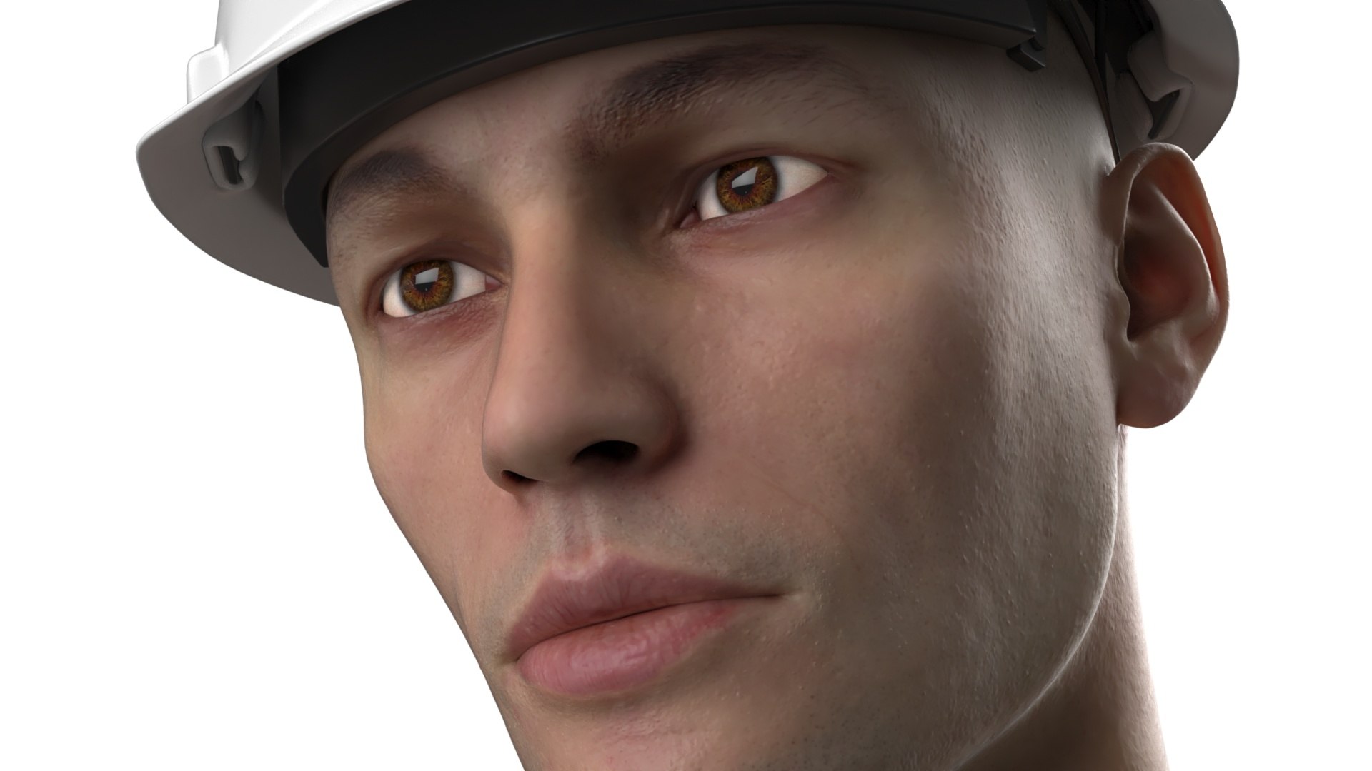 Protective Construction Helmet On Male Head White 3D Model - TurboSquid ...