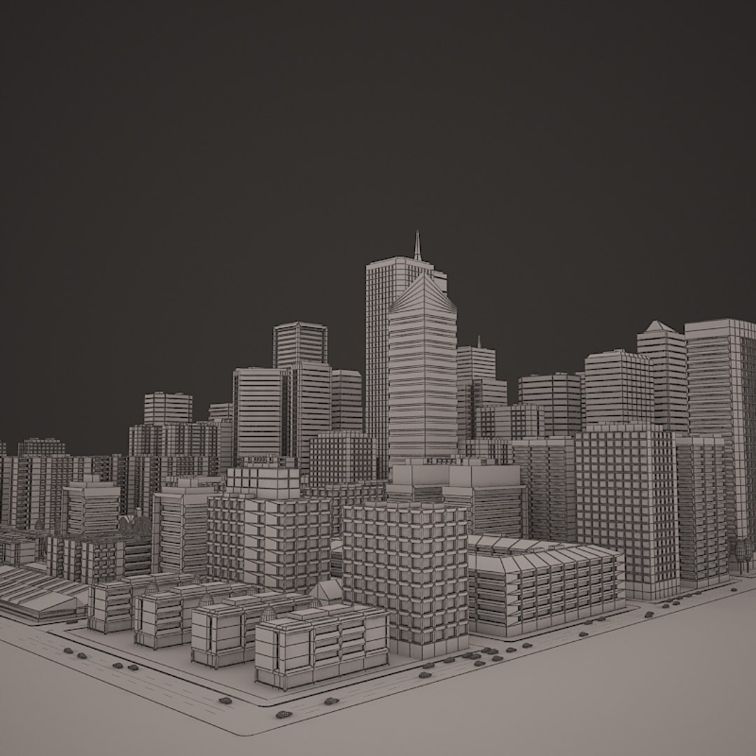 3d Model Of City Downtown Skyscrapers