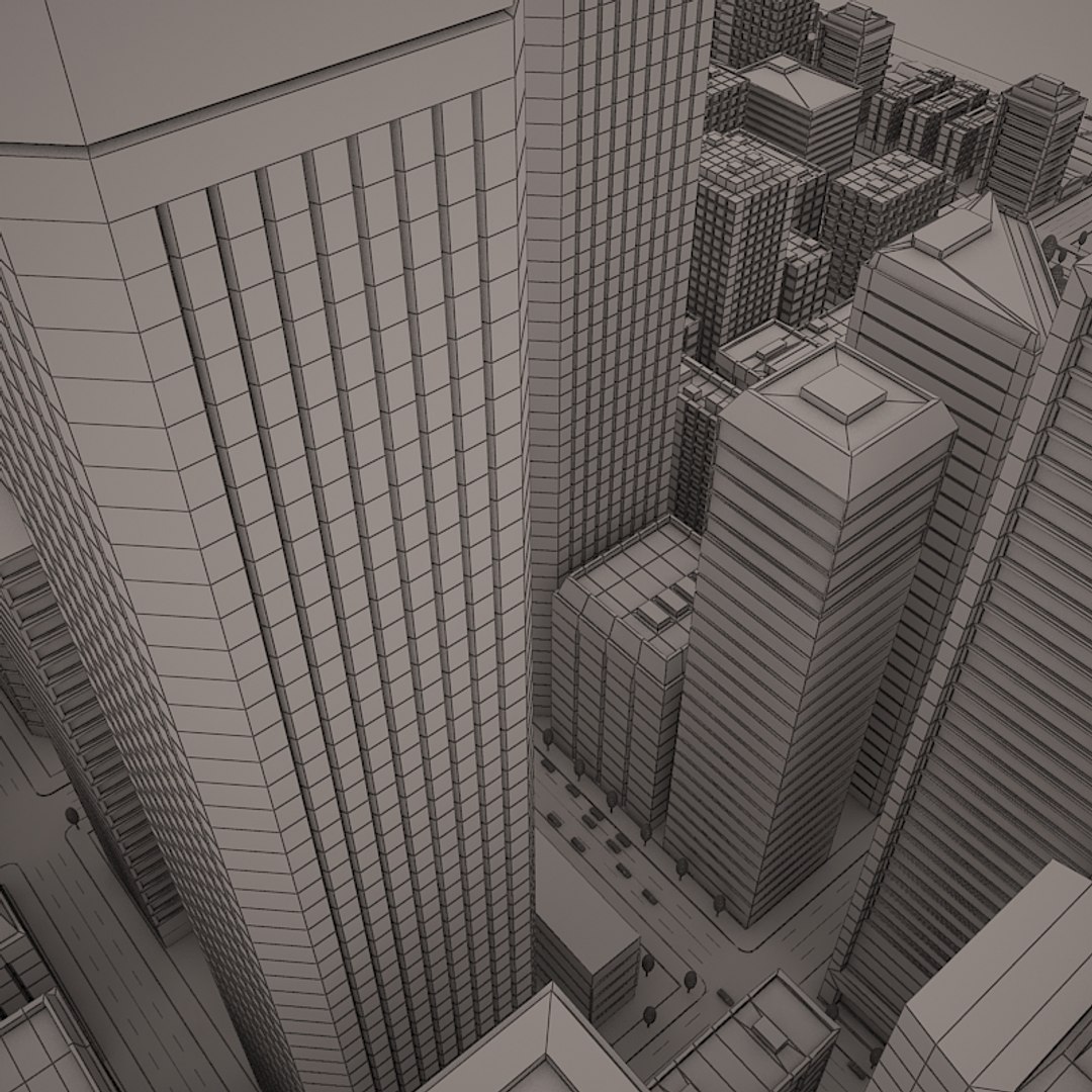 3d Model Of City Downtown Skyscrapers