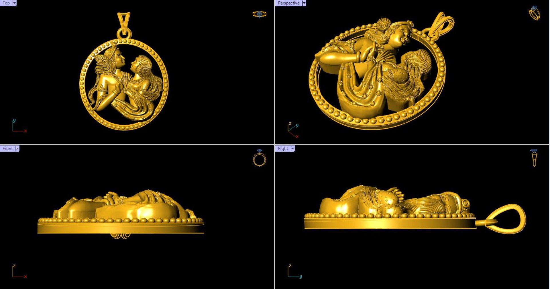 3D Model Radha Krishna Loving Pendant File - 3D - TurboSquid 2324001
