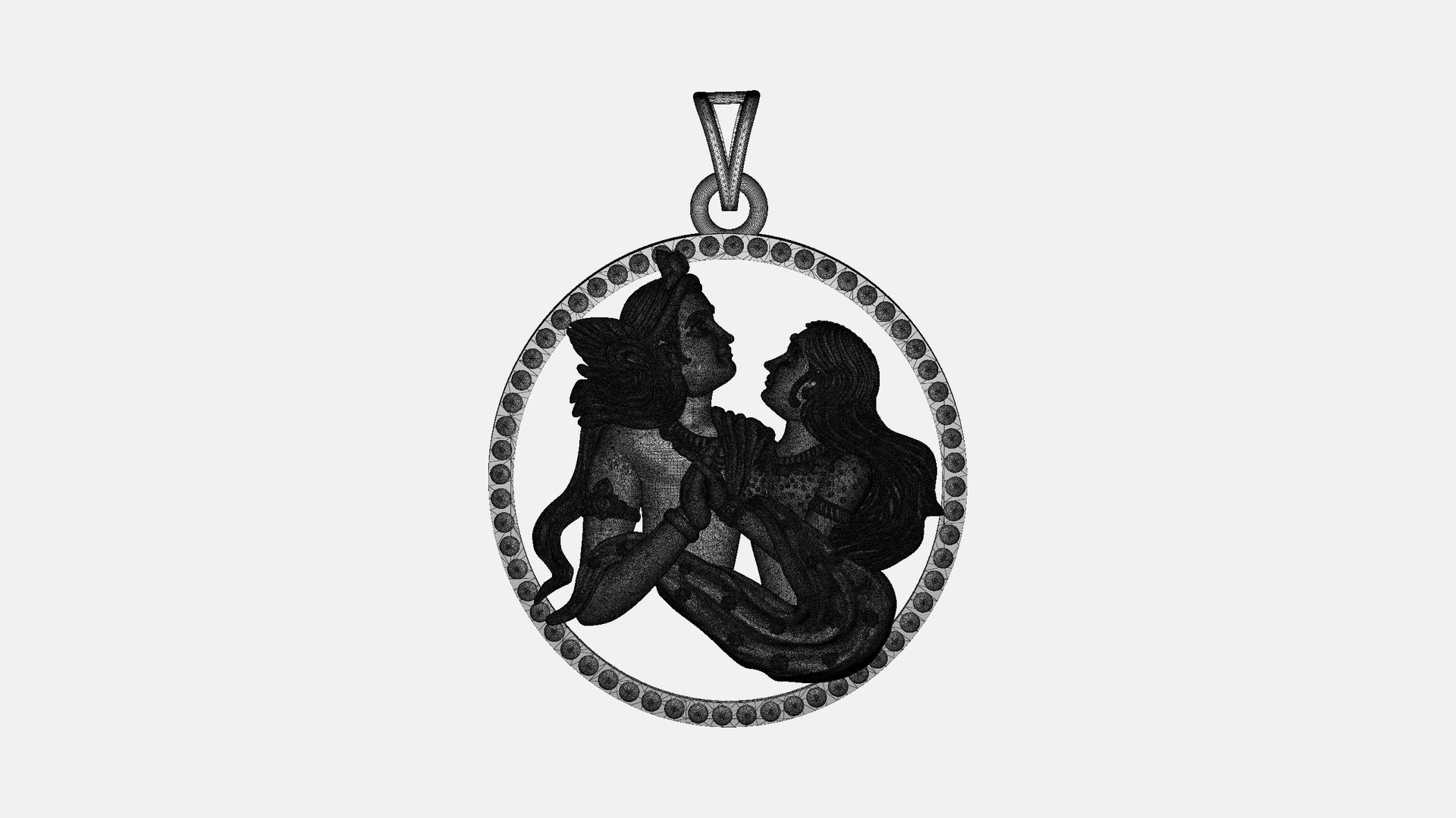 3D Model Radha Krishna Loving Pendant File - 3D - TurboSquid 2324001