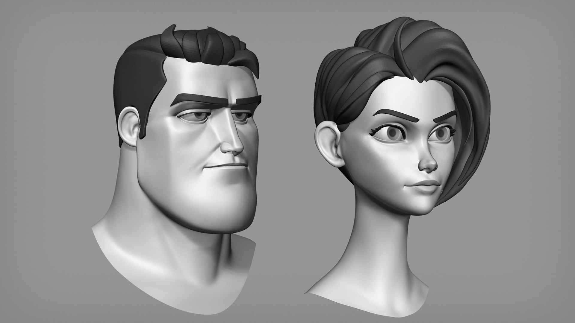 Male And Female Cartoon Characters Base Mesh Model - TurboSquid 1927341