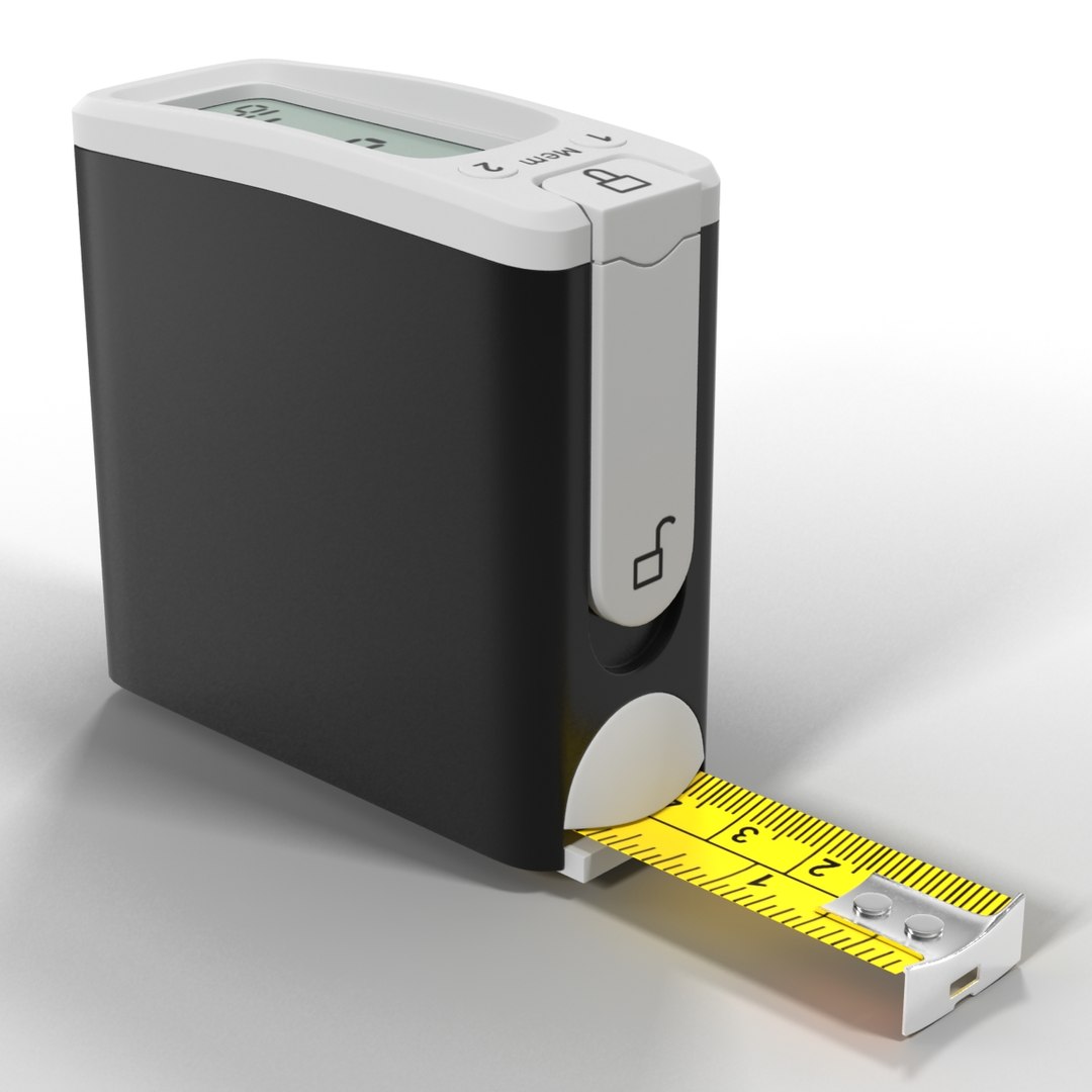 3d Model Digital Tape Measure Black