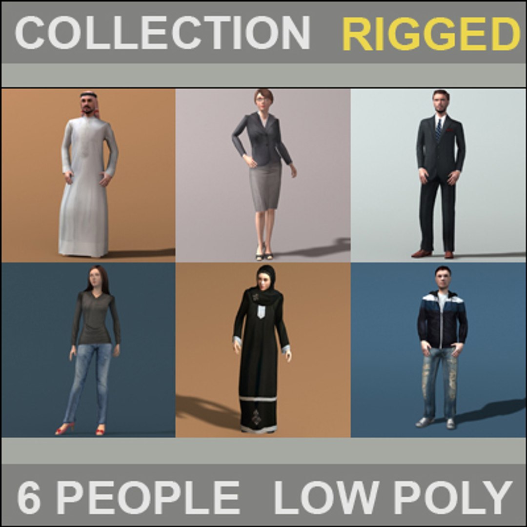 civilian characters rigged 3d model