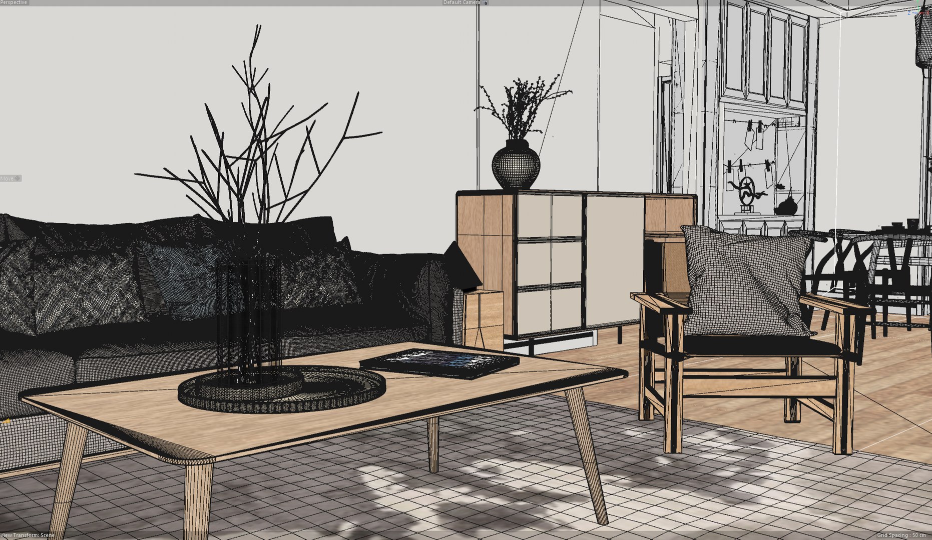 Living Room Interior Scene For Cinema 4D And Redshift Render 3D Model ...