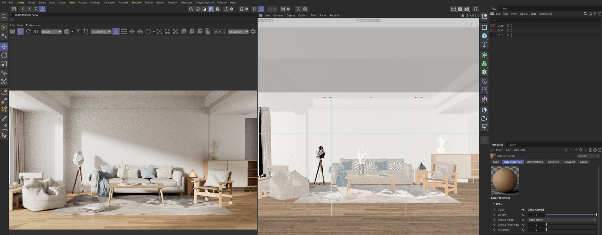 Living Room Interior Scene For Cinema 4D And Redshift Render 3D Model - TurboSquid 2301282