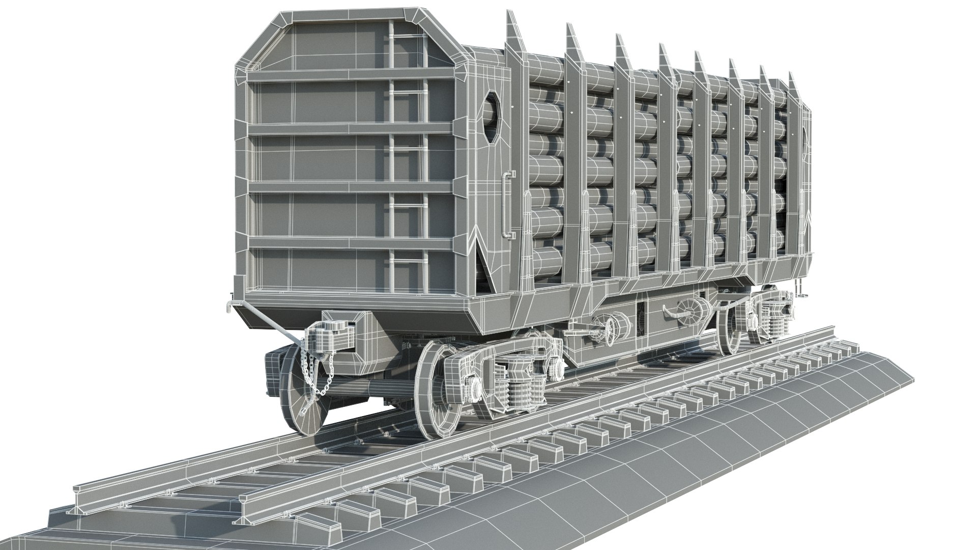 3D logging wagon firewood - TurboSquid 1440799