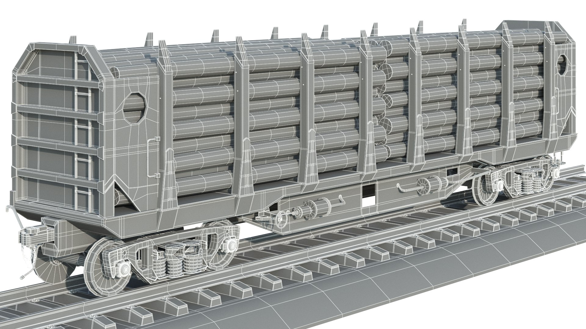 3D logging wagon firewood - TurboSquid 1440799