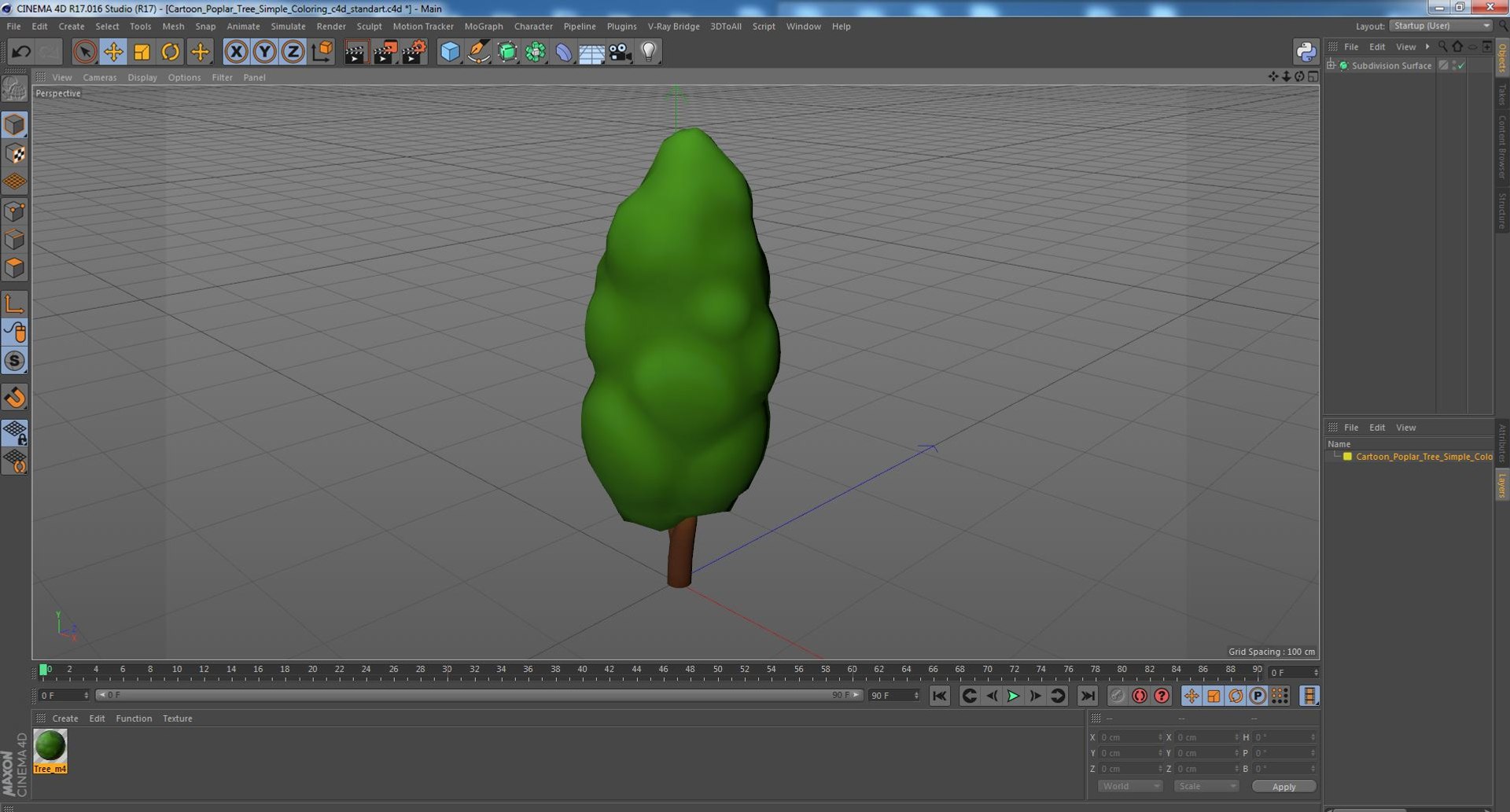 3D model Cartoon Poplar Tree Simple Coloring - TurboSquid 2170089