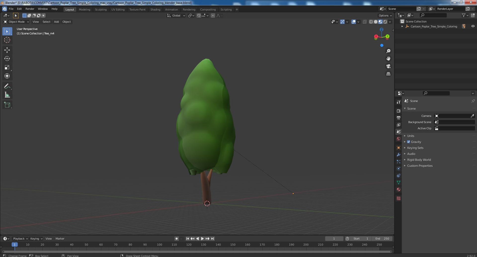 3D model Cartoon Poplar Tree Simple Coloring - TurboSquid 2170089