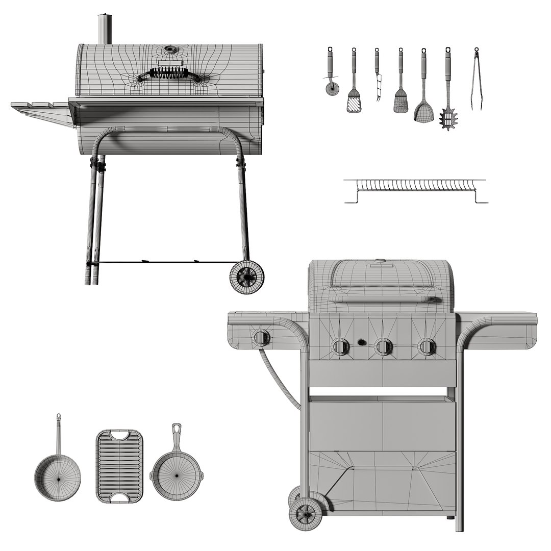 3D Grill Set 2 Model - TurboSquid 2292147