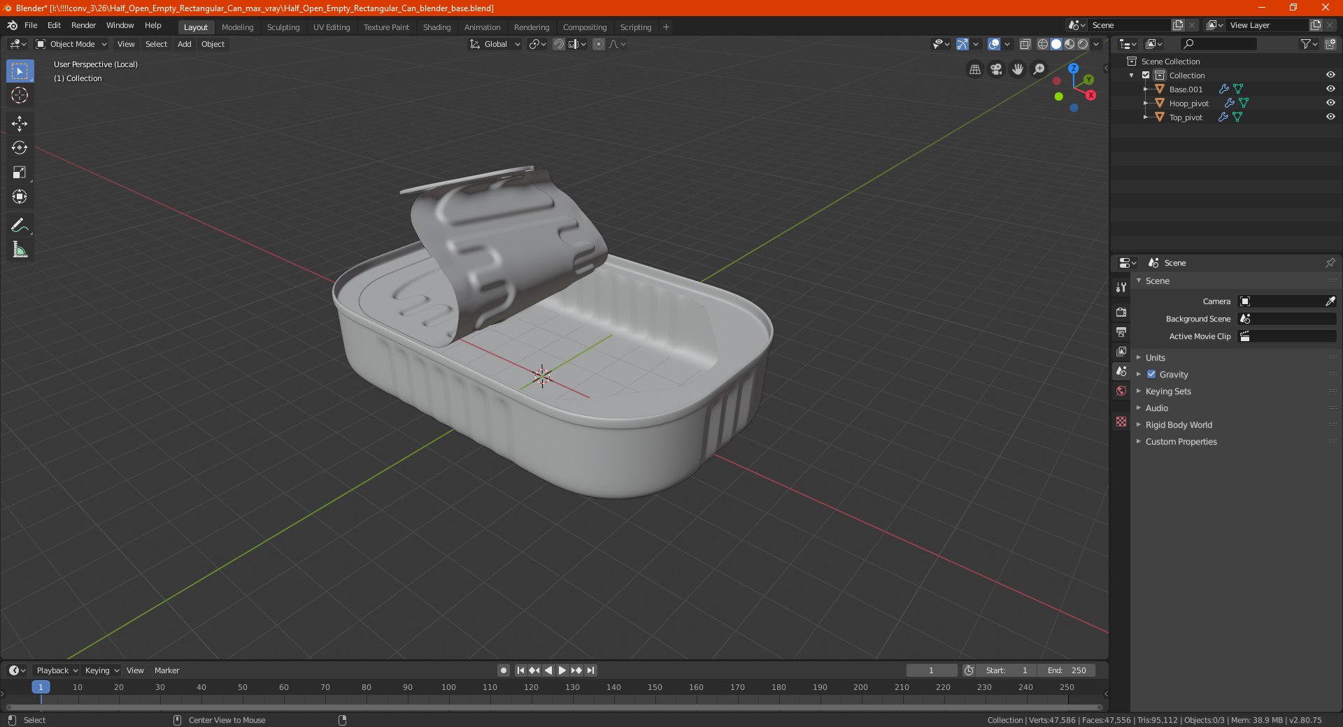 Half Open Empty Rectangular Can 3D model - TurboSquid 1799392