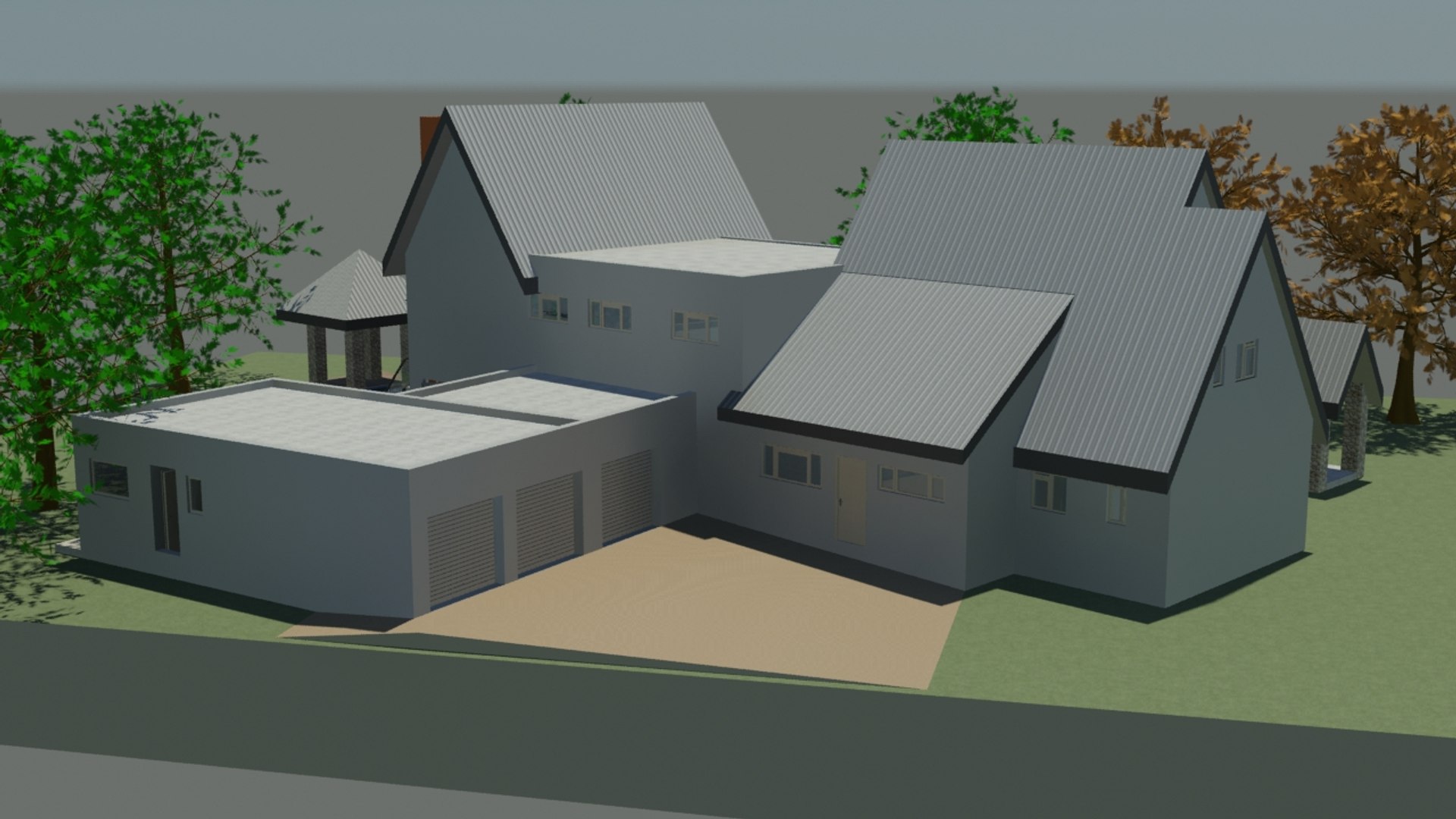 House Pitched Roof 3d 3ds