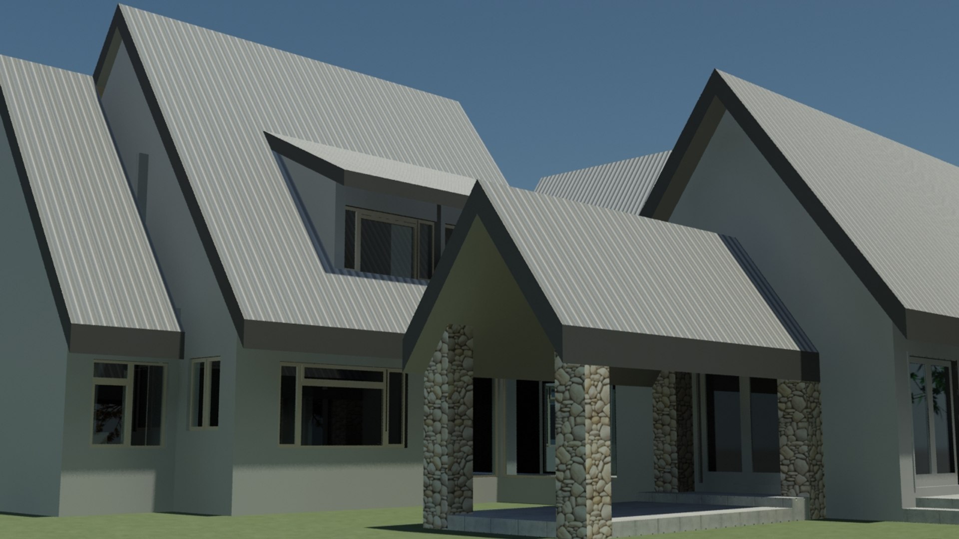 House Pitched Roof 3d 3ds
