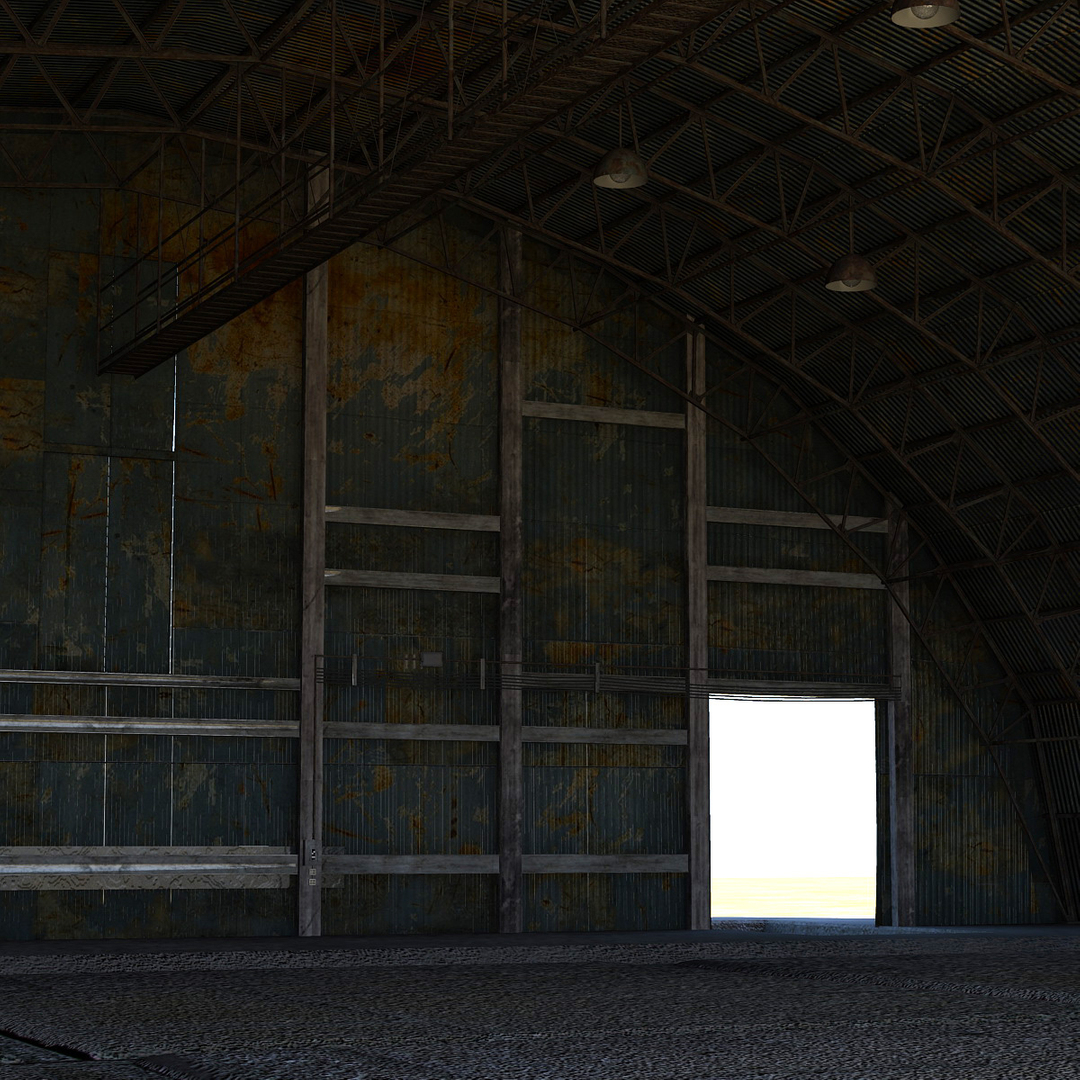 3d old military hangar model