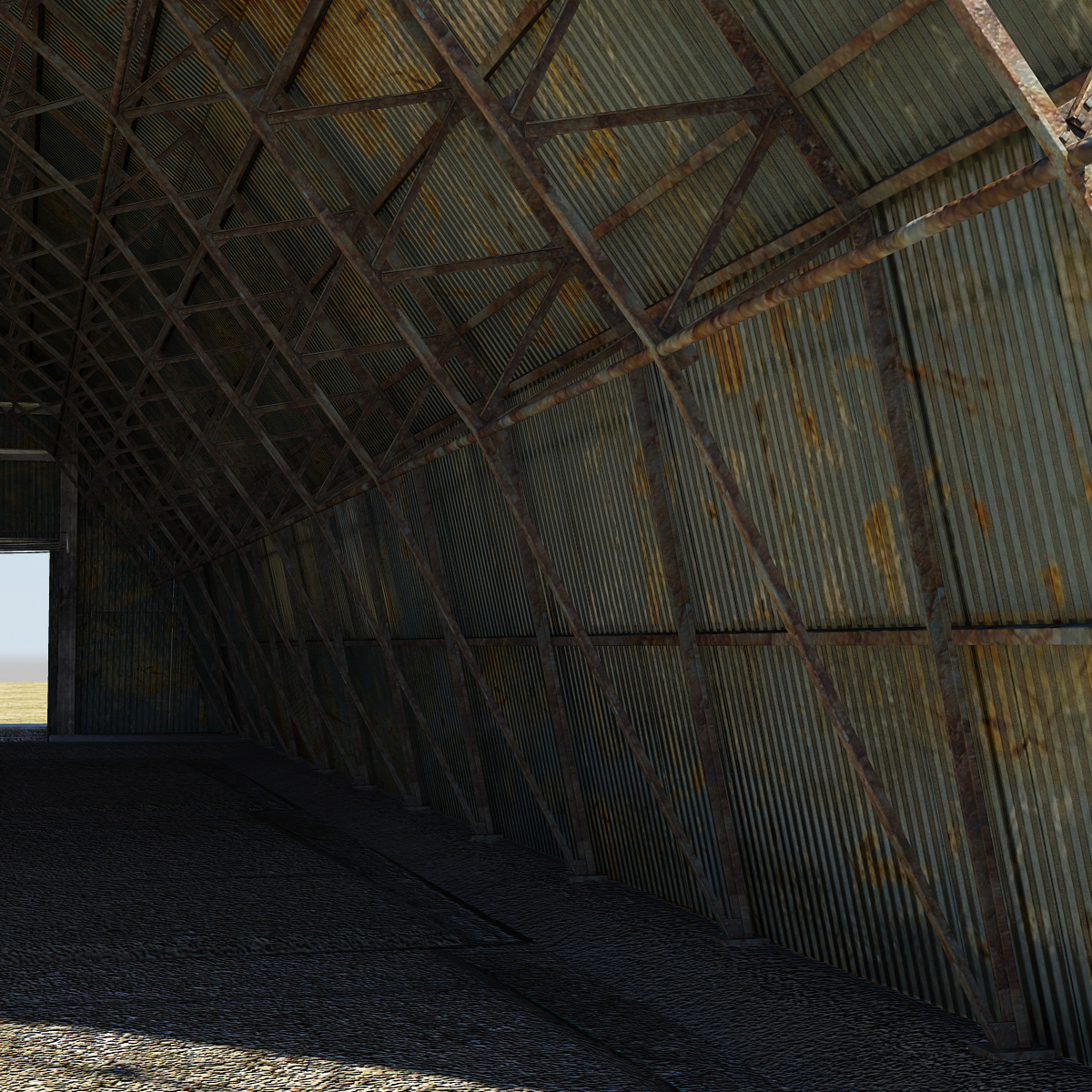3d old military hangar model