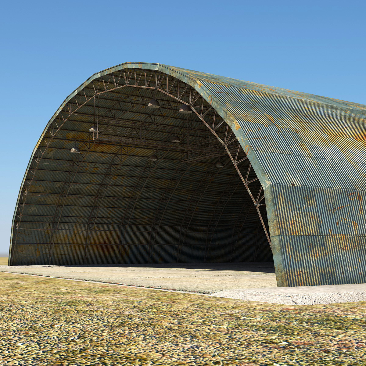3d old military hangar model