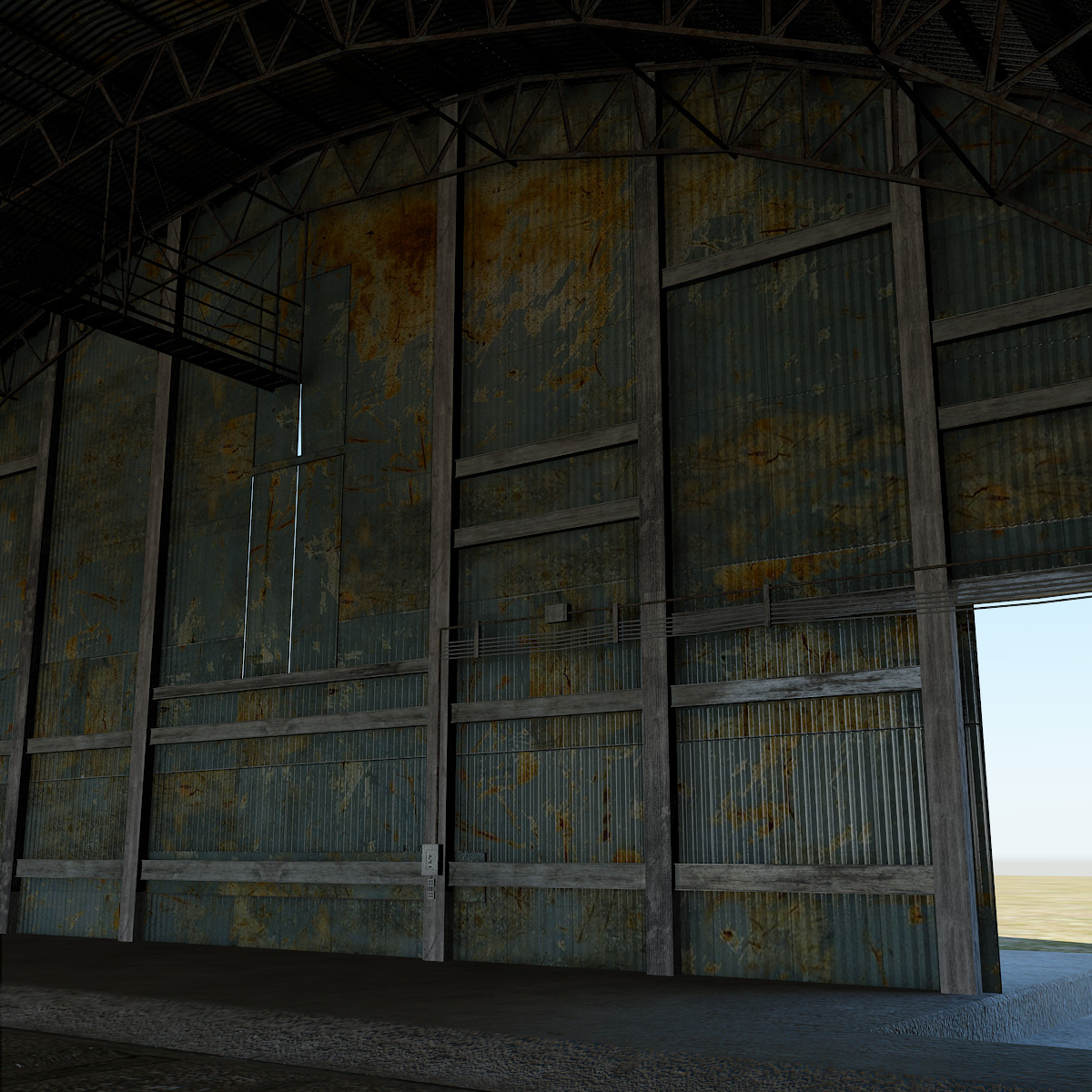 3d old military hangar model