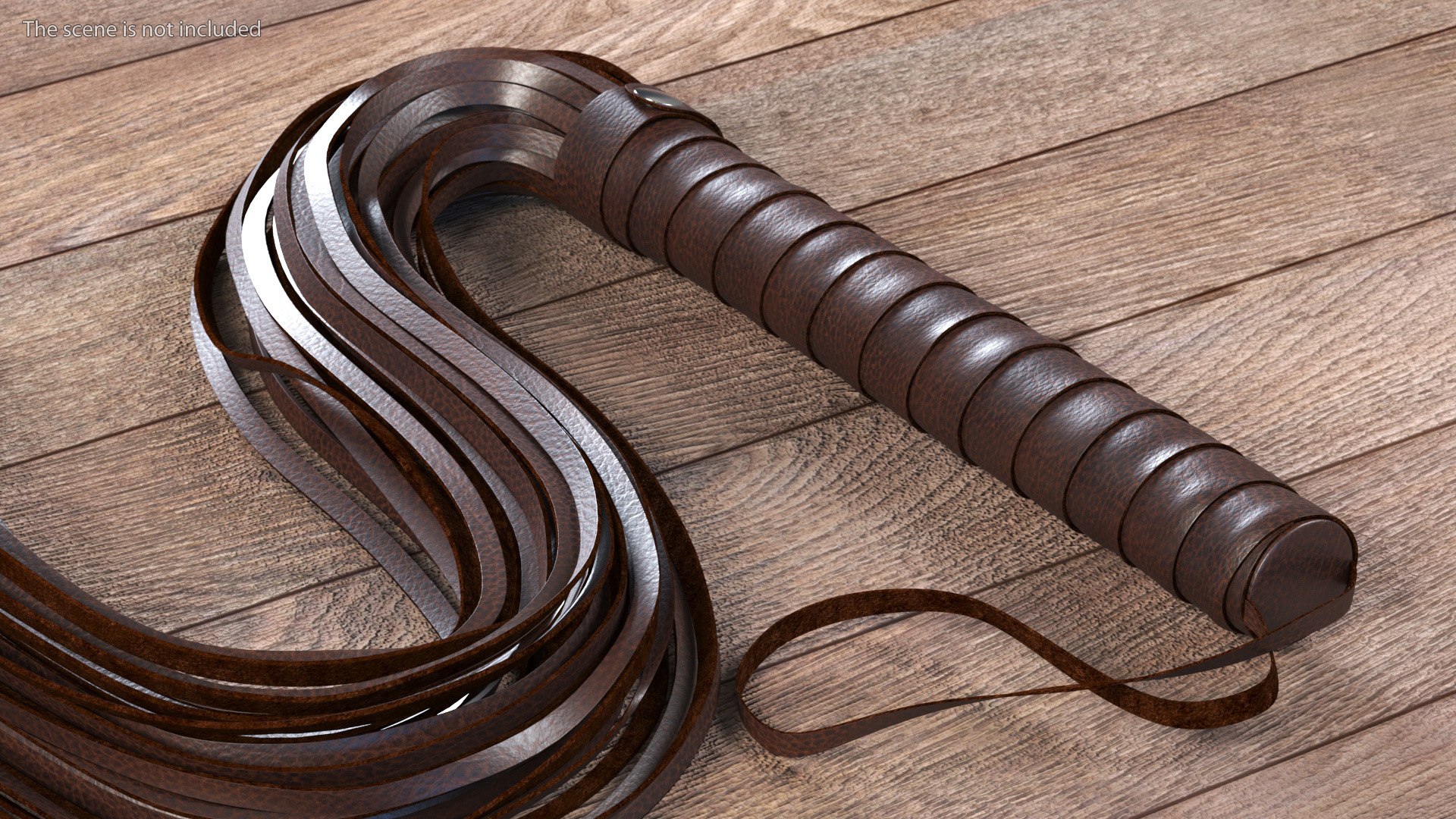 3D Model Folded Short Whip Brown Leather - TurboSquid 2029490