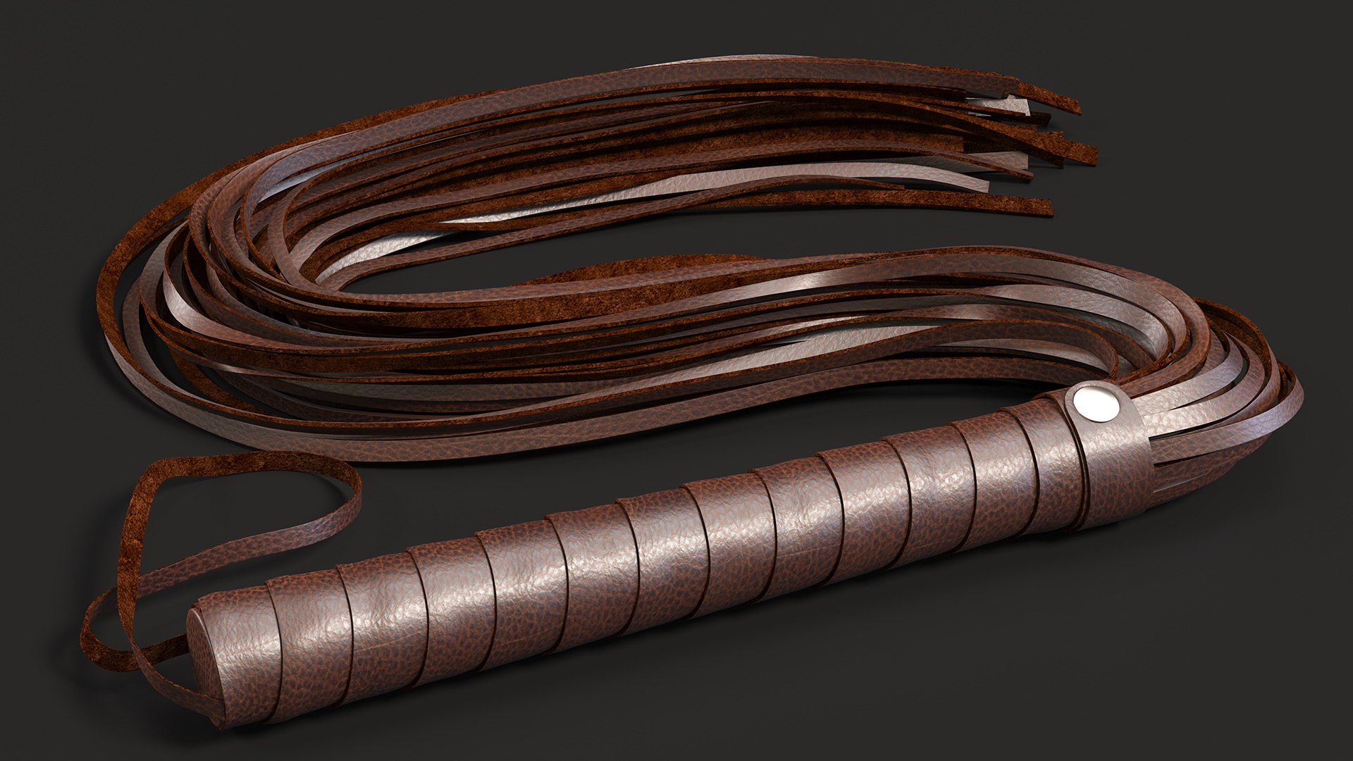 3D Model Folded Short Whip Brown Leather - TurboSquid 2029490