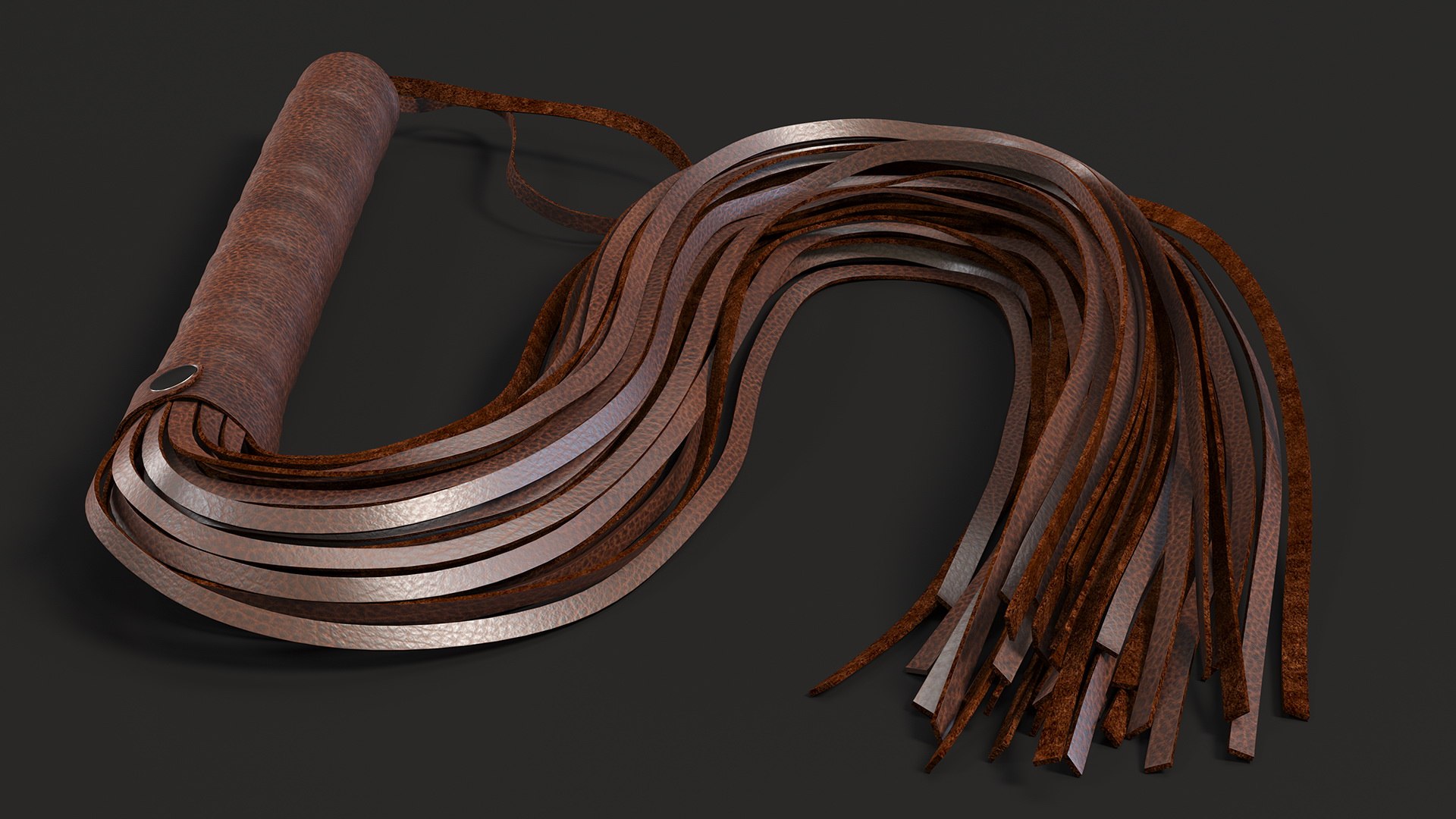 3D Model Folded Short Whip Brown Leather - TurboSquid 2029490