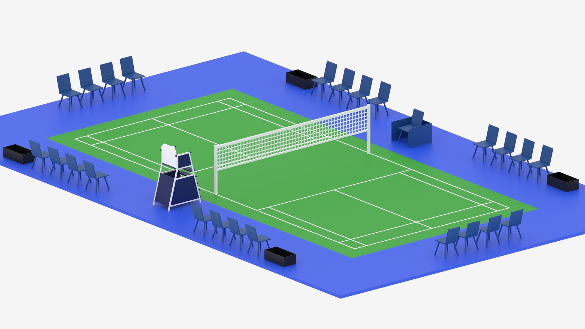 3D Cartoon Badminton Court Arena - TurboSquid 2231217