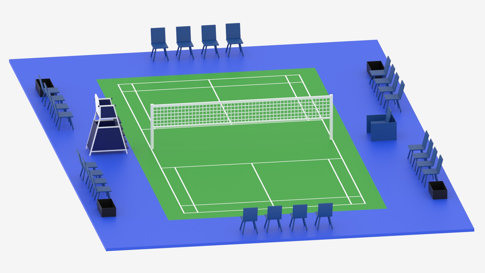 3D Cartoon Badminton Court Arena - TurboSquid 2231217