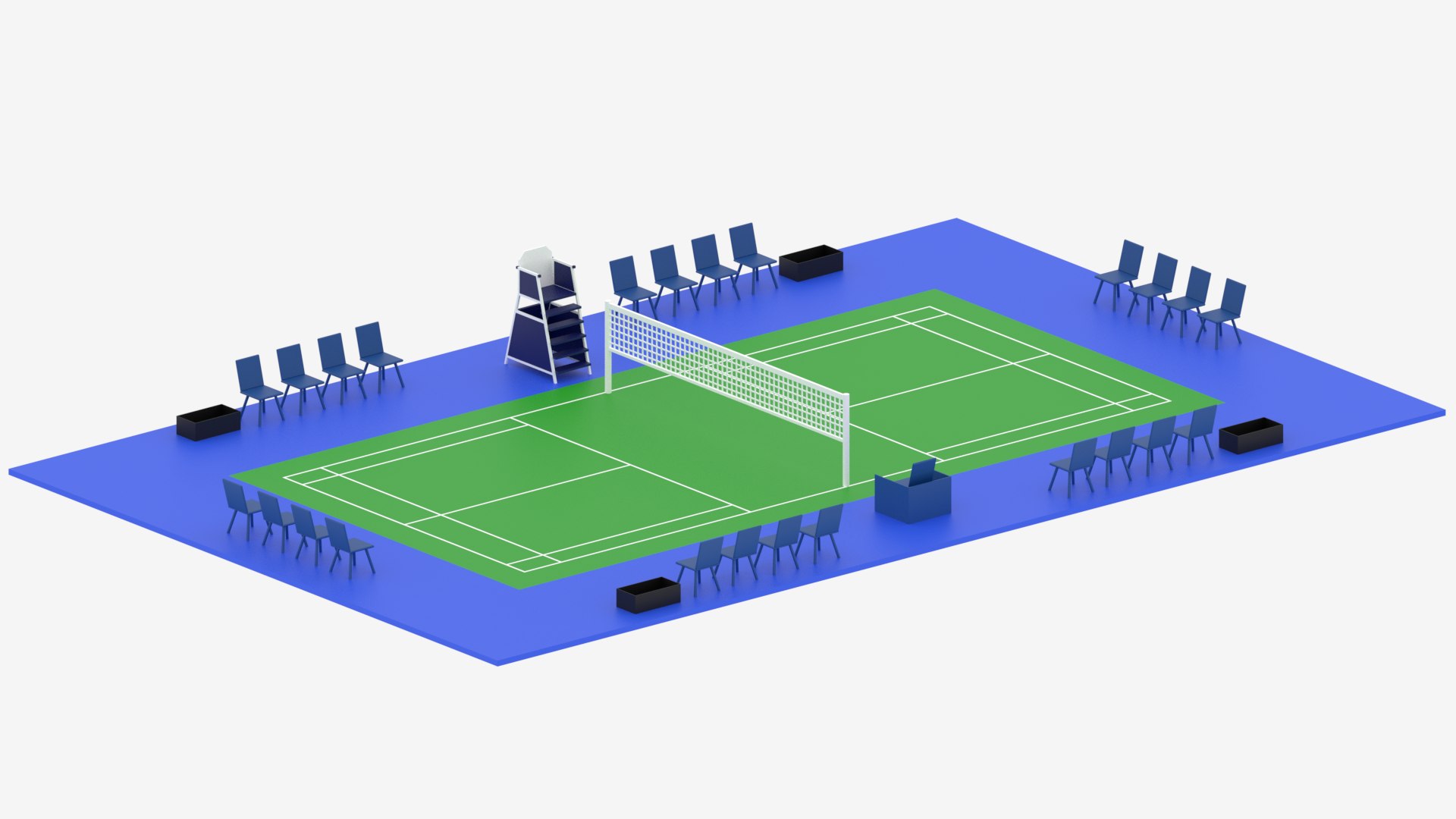 3D Cartoon Badminton Court Arena - TurboSquid 2231217