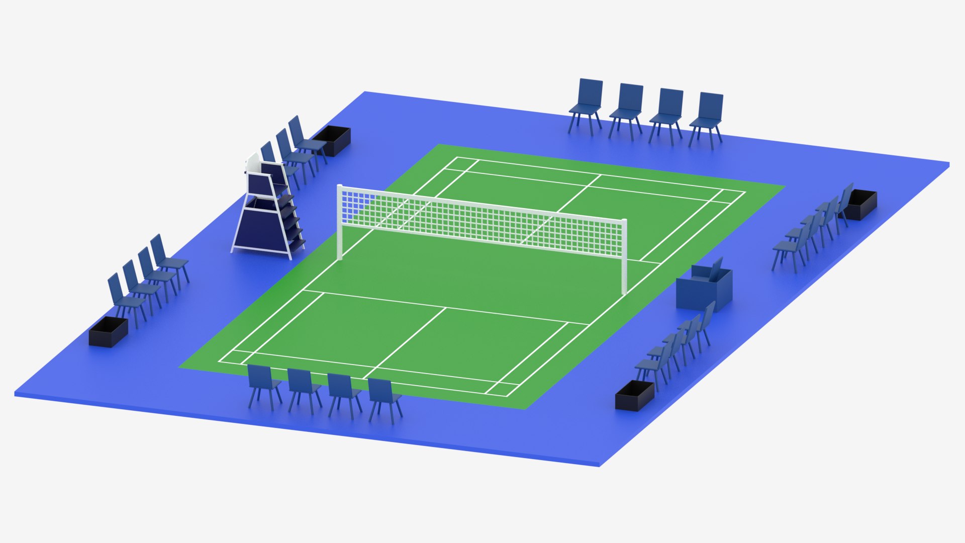 3D Cartoon Badminton Court Arena - TurboSquid 2231217