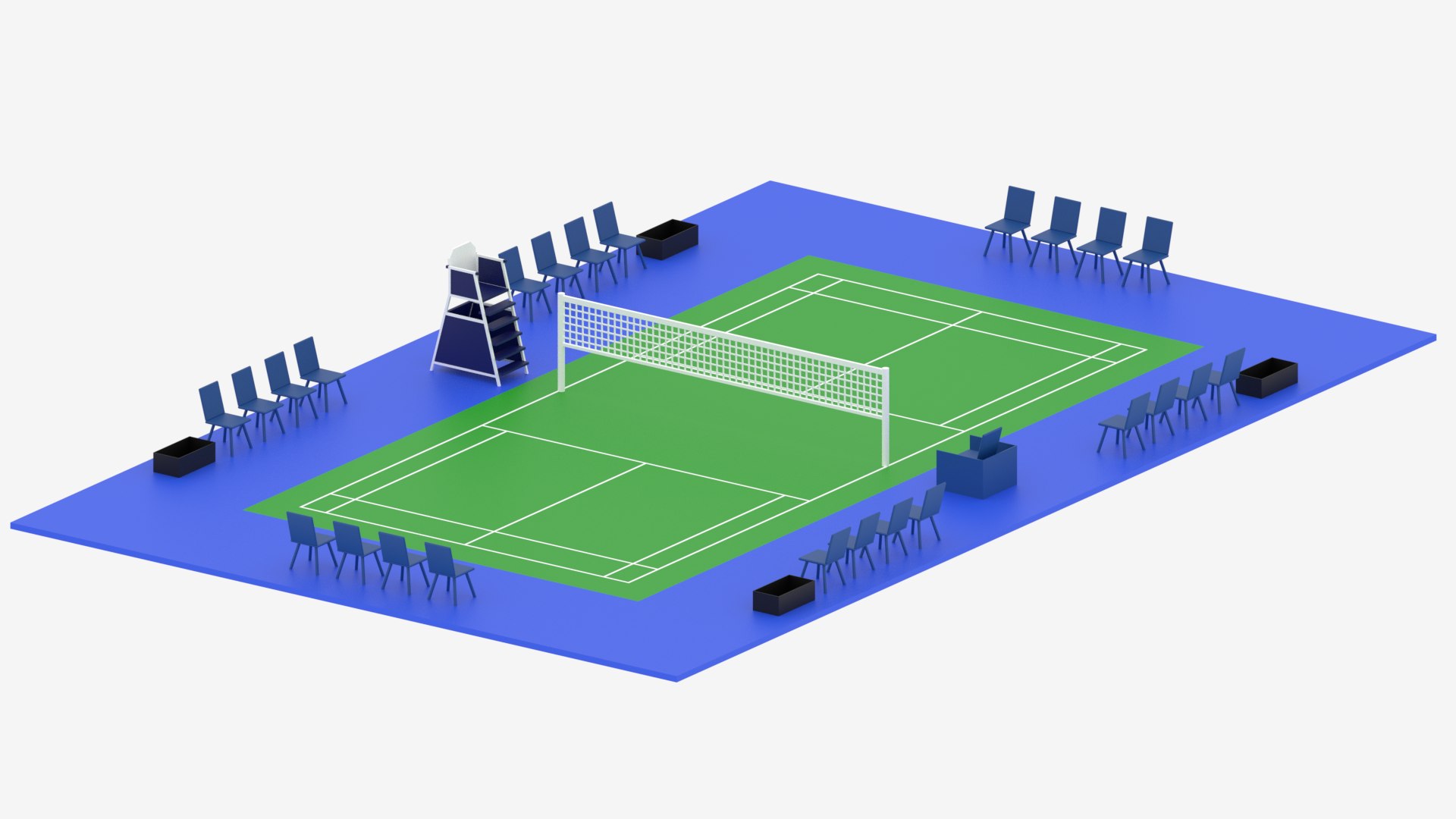 3D Cartoon Badminton Court Arena - TurboSquid 2231217