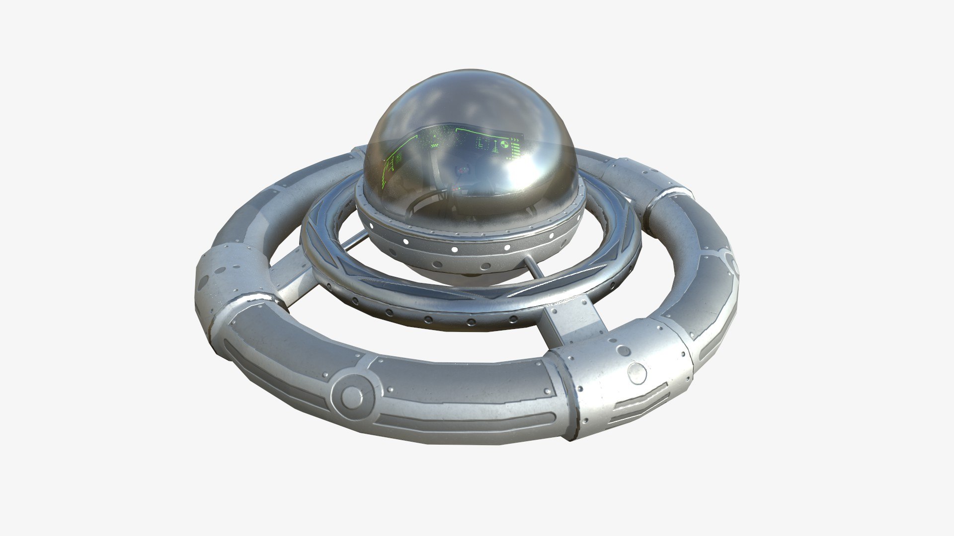 3D Alien Spaceship UFO F01 Steel - Sci Fi Spacecraft Design ...