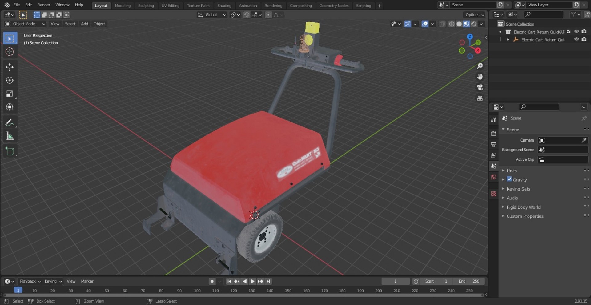 3D Electric Cart Return QuicKART M3 Used Model - TurboSquid 2042310