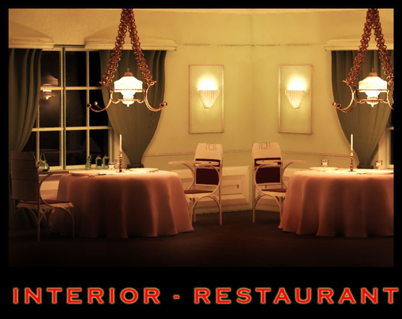 interior scene restaurant 3d max