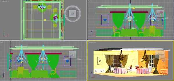 interior scene restaurant 3d max