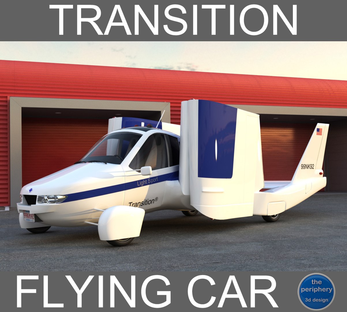 3d flying car transition aircraft model
